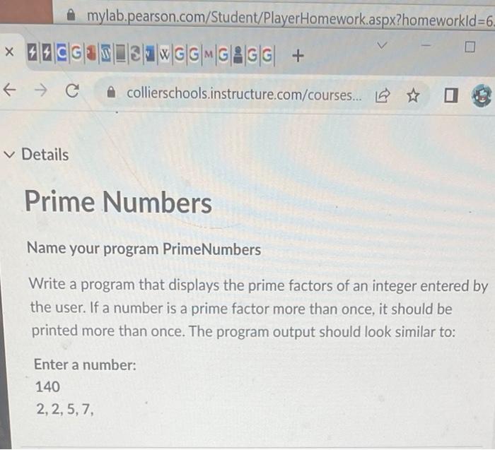Solved Prime Numbers Name your program PrimeNumbers Write a | Chegg.com