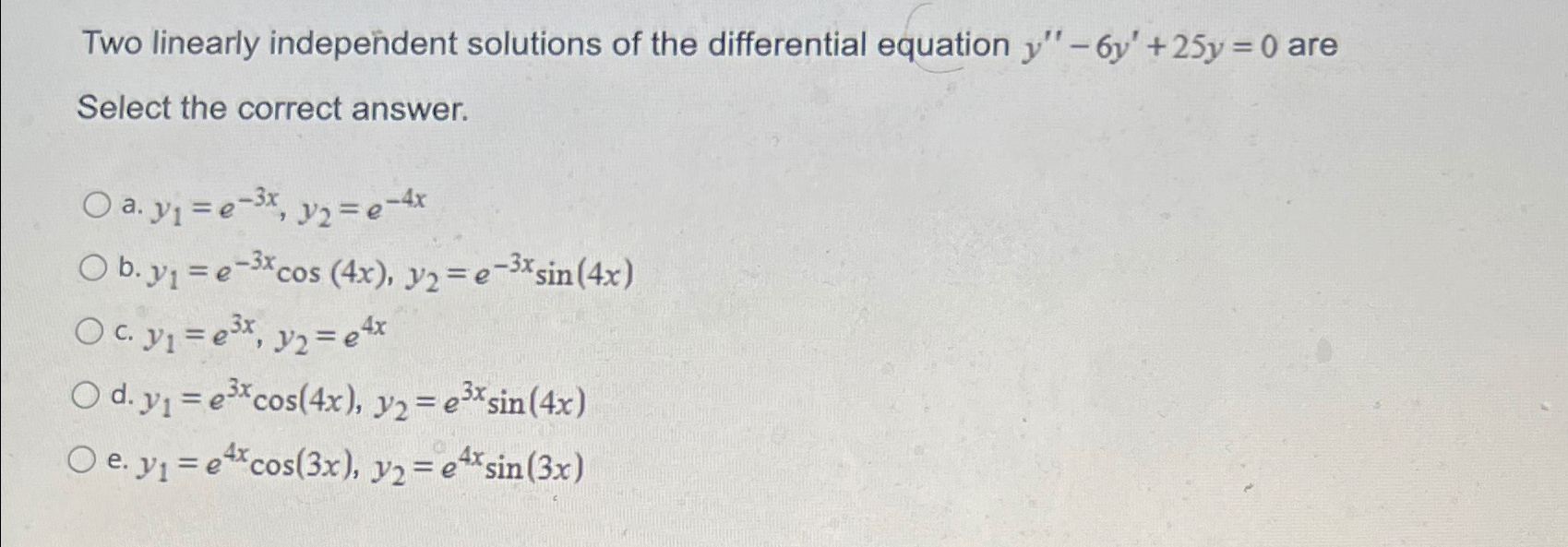 Solved Two linearly independent solutions of the | Chegg.com