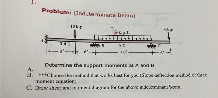 Solved Problem: (Indeterminate Beam) Determine the support | Chegg.com