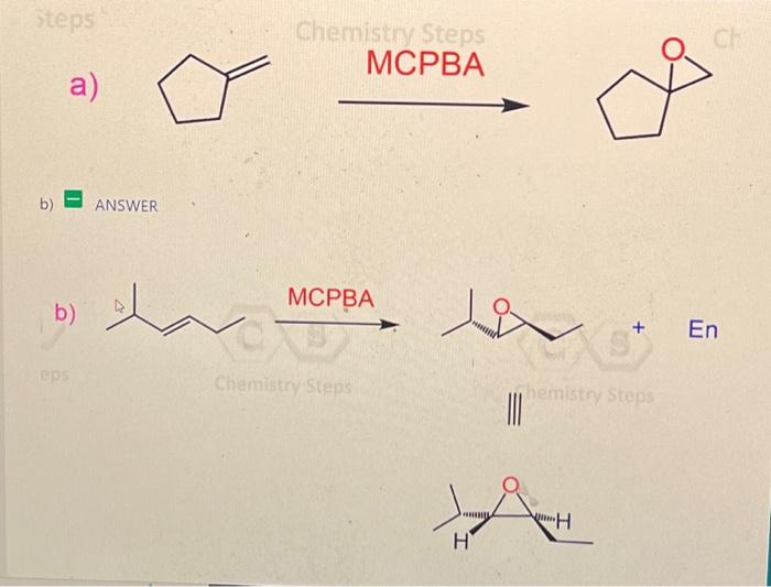 Solved a) b) c) МСРВА Chemisen. MOPBA MCPBA Chemistry ? ? | Chegg.com