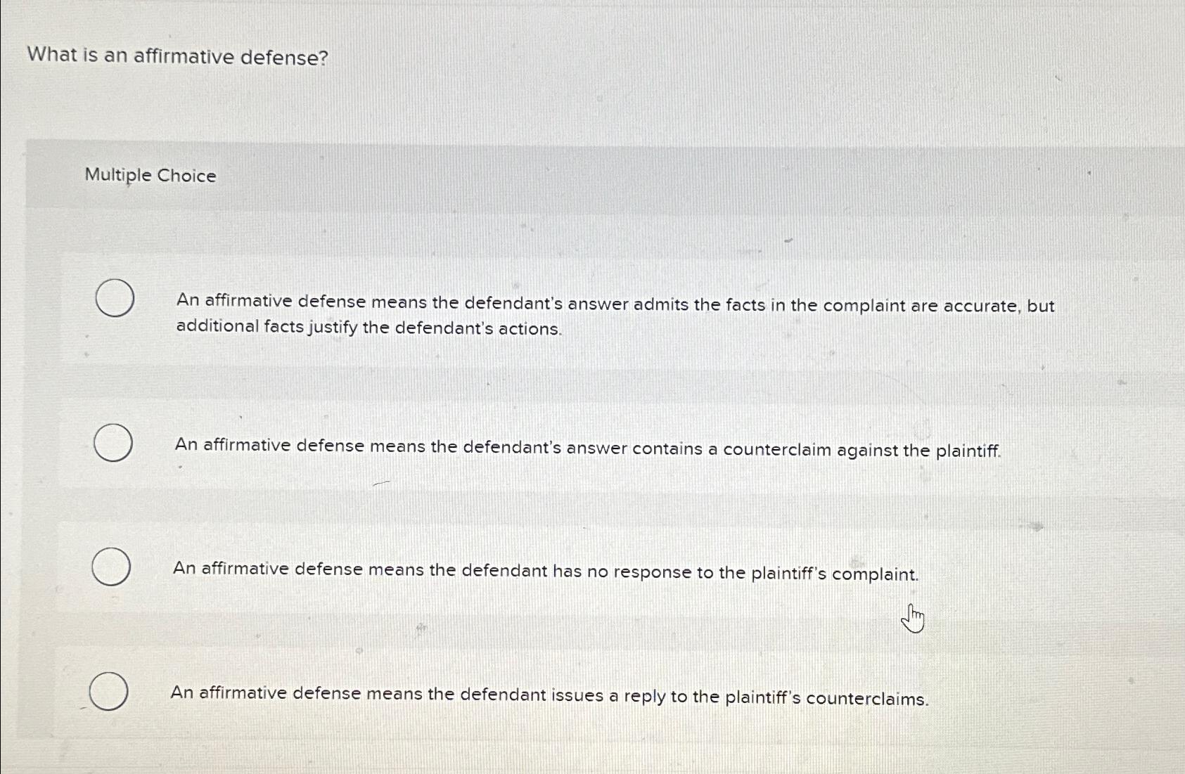 Solved What is an affirmative defense?Multiple ChoiceAn | Chegg.com