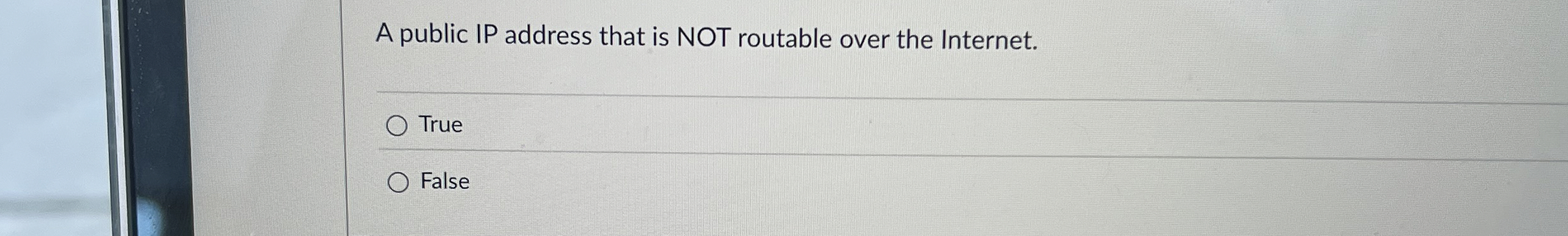 Solved A public IP address that is NOT routable over the | Chegg.com