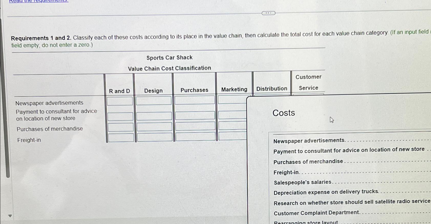 Solved Requirements 1 ﻿and 2. ﻿Classify each of these costs | Chegg.com