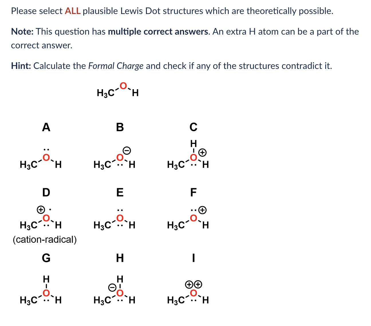 Solved Please select ALL plausible Lewis Dot structures | Chegg.com