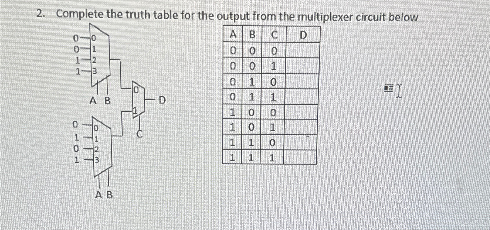 Solved Complete the truth table for the output from the | Chegg.com