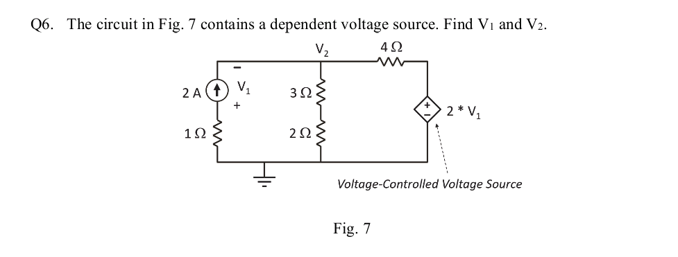 Solved Q6. ﻿The circuit in Fig. 7 ﻿contains a dependent | Chegg.com