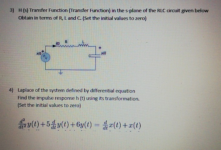 Solved 3) H(s) Transfer Function (Transfer Function) in the | Chegg.com