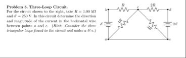 Solved Problem 8. ﻿Three-Loop Circuit.For the circuit shown | Chegg.com