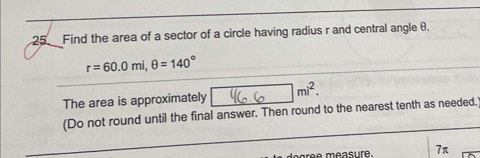 Solved Find the area of a sector of a circle having radius r | Chegg.com