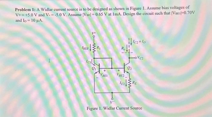 Solved Problem 1: A Widlar current source is to be designed | Chegg.com