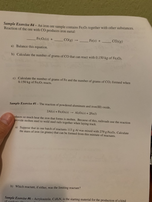 Solved Sample Exercise 4 An Iron Ore Sample Contains Fe O