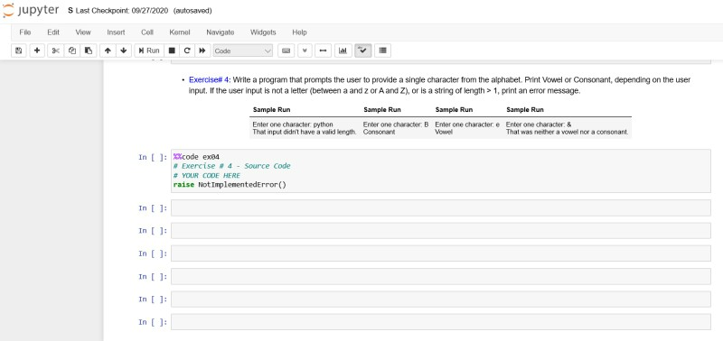 Solved jupyter S Last Checkpoint: 08/27/2020 (autosaved) | Chegg.com