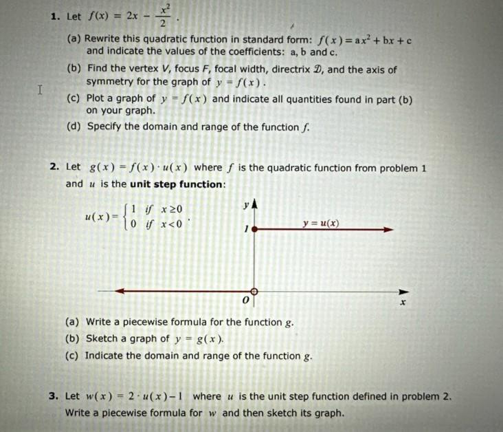 Solved 1. Let f(x)=2x−2x2. (a) Rewrite this quadratic | Chegg.com
