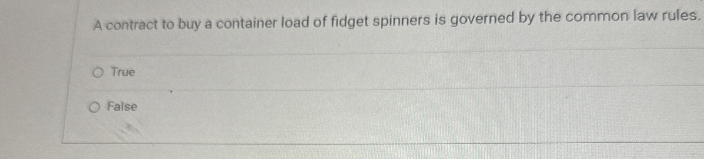 Solved A contract to buy a container load of fidget spinners | Chegg.com