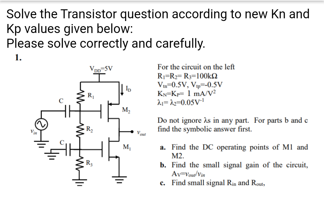 Solved Transistor Question. Important note: If you solved | Chegg.com