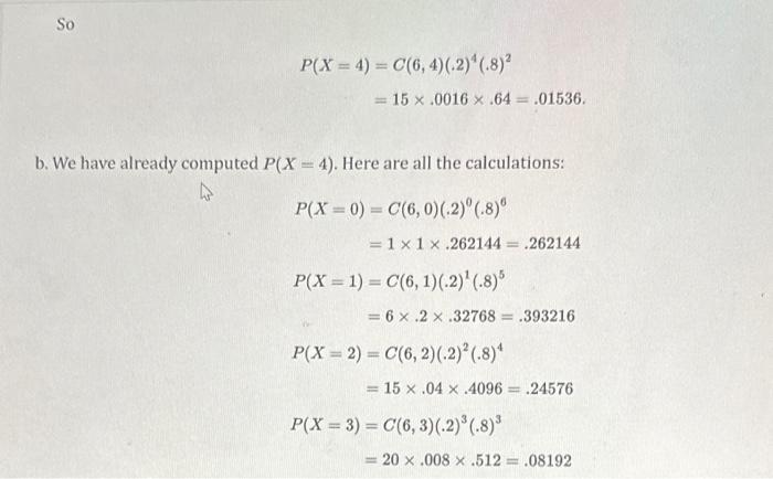 Solved In the exercise, X is a binomial variable with n=4 | Chegg.com