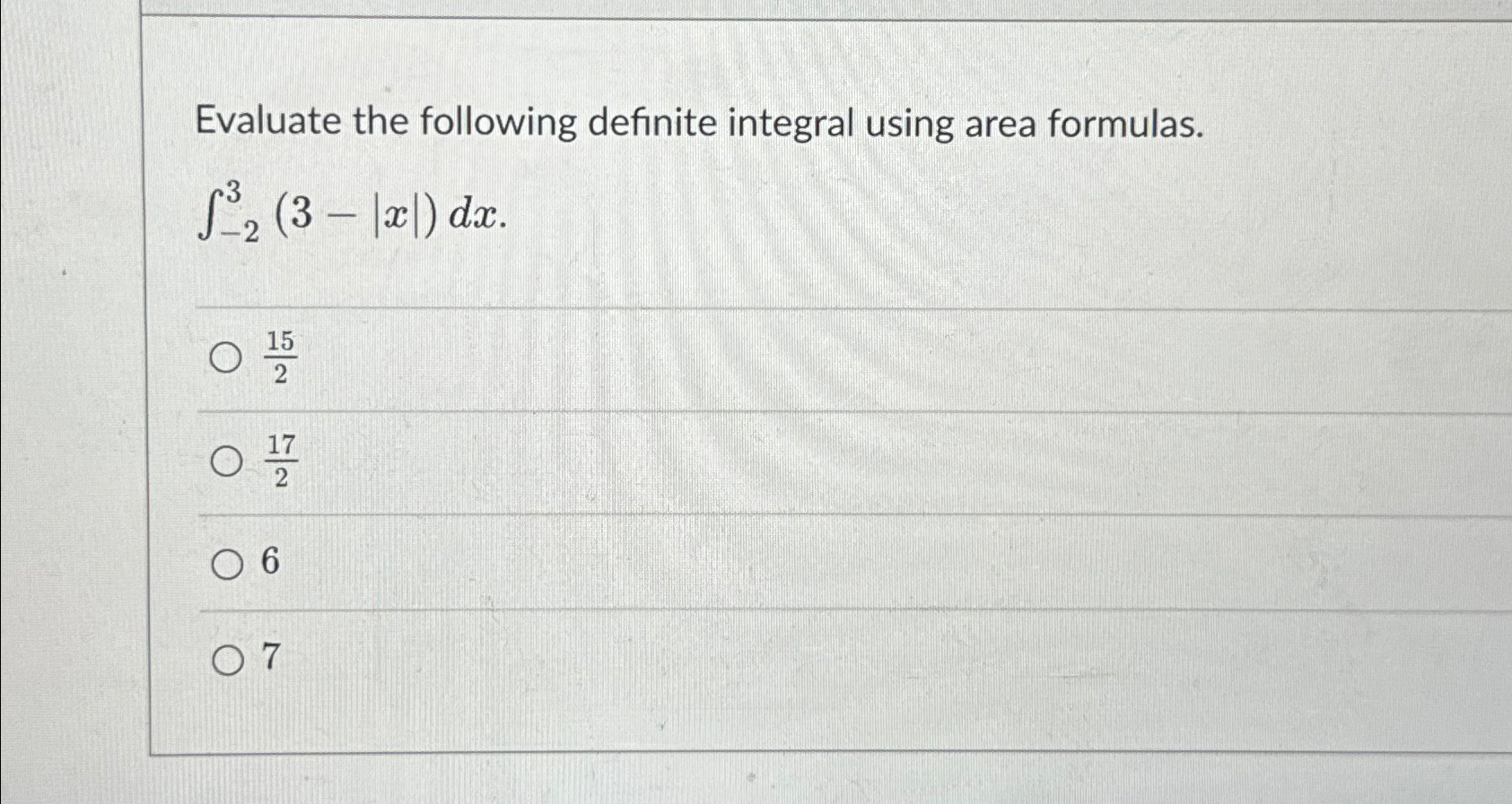 Solved Evaluate the following definite integral using area | Chegg.com