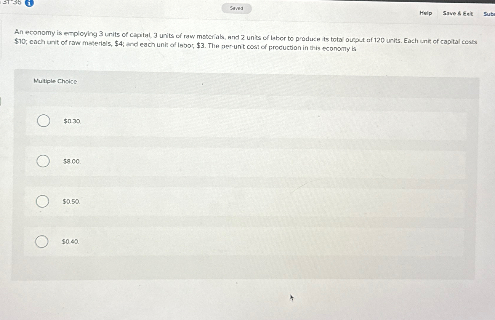Solved HelpSave & ExitSubAn economy is employing 3 ﻿units of | Chegg.com