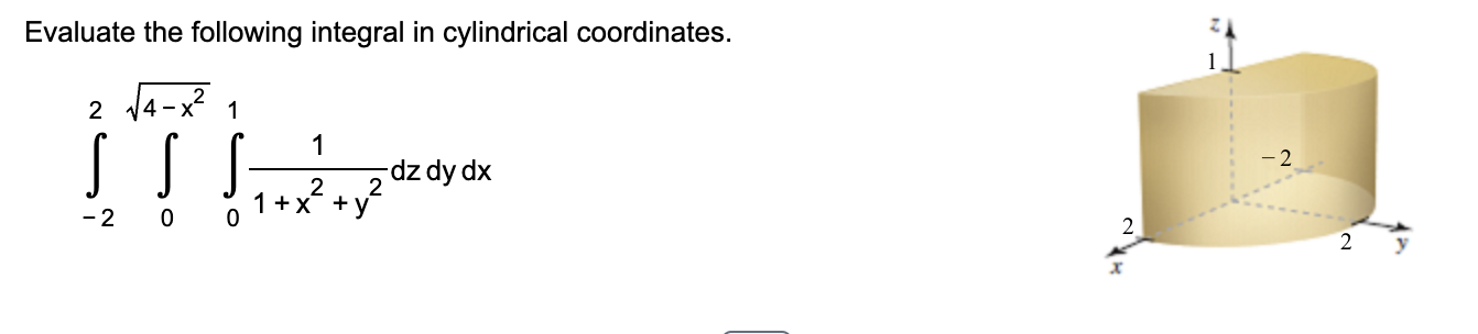Solved Evaluate the following integral in cylindrical | Chegg.com