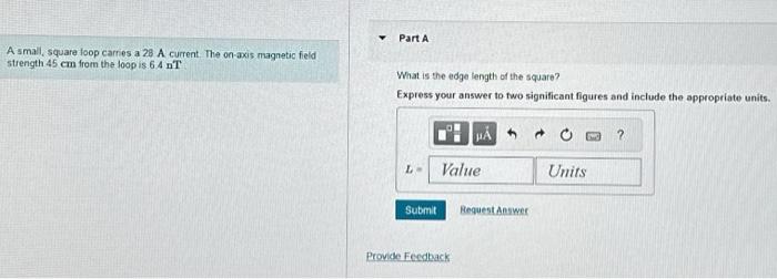 Solved A small, square loop carries a 28 A current The | Chegg.com