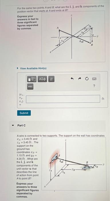 Solved As shown on the coordinate system, points A and B | Chegg.com
