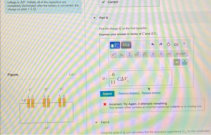 Solved voltage is ΔV, Initially, all of the capacitors are | Chegg.com