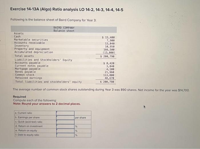 Solved Exercise 14-10 A (Algo) Number of times interest | Chegg.com
