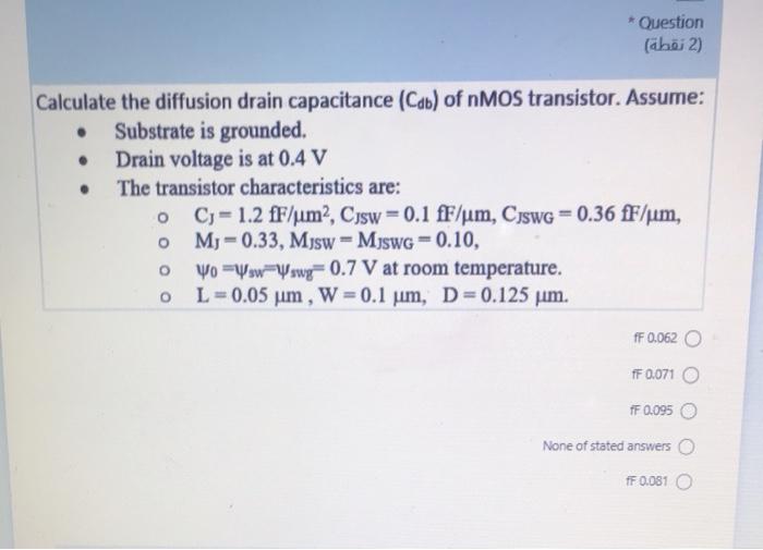Solved *Question (2) (2 نقطة) . . Calculate the diffusion | Chegg.com
