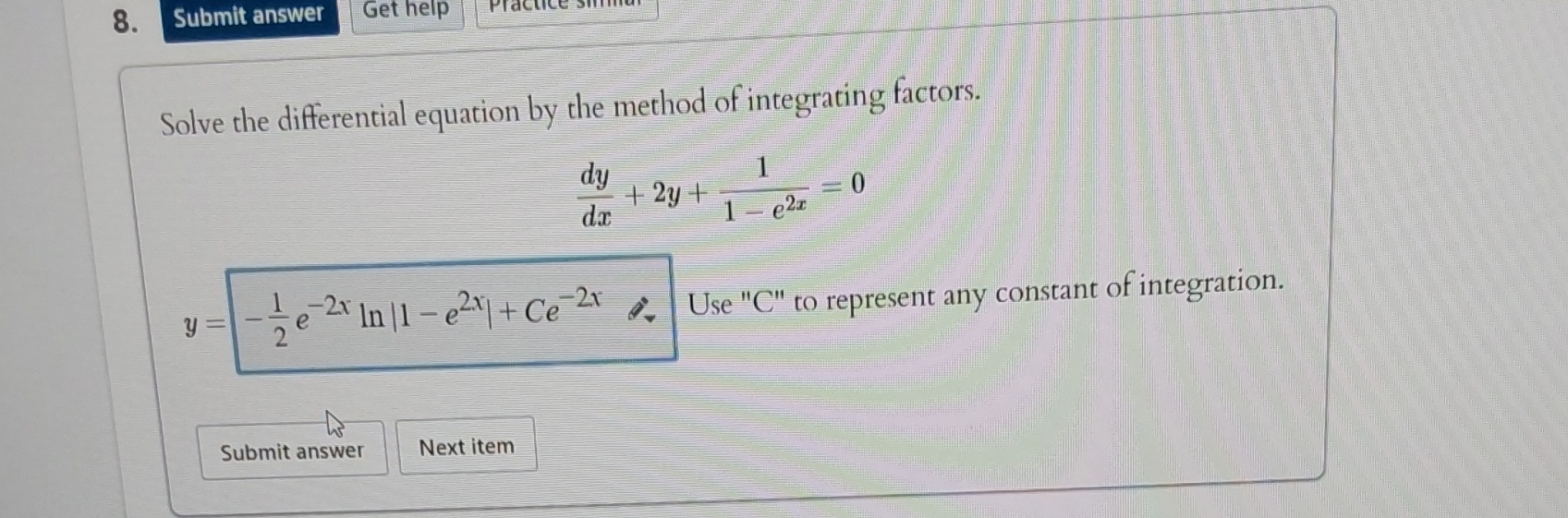 Solved Get helpSolve the differential equation by the method | Chegg.com