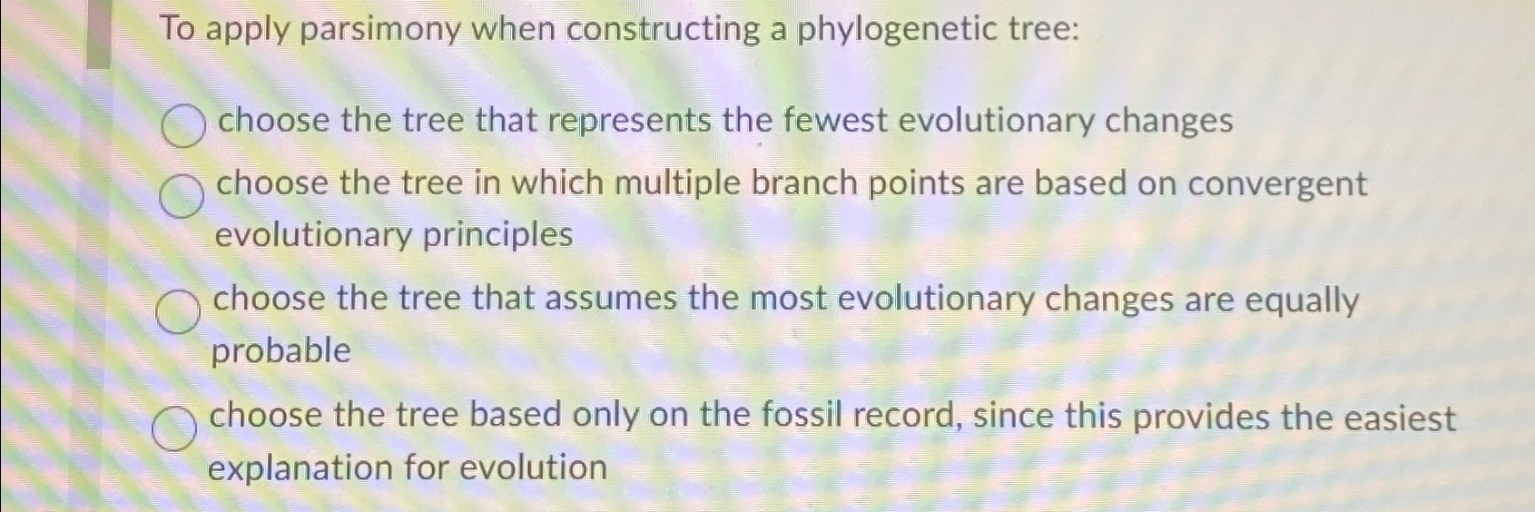 Solved To apply parsimony when constructing a phylogenetic | Chegg.com