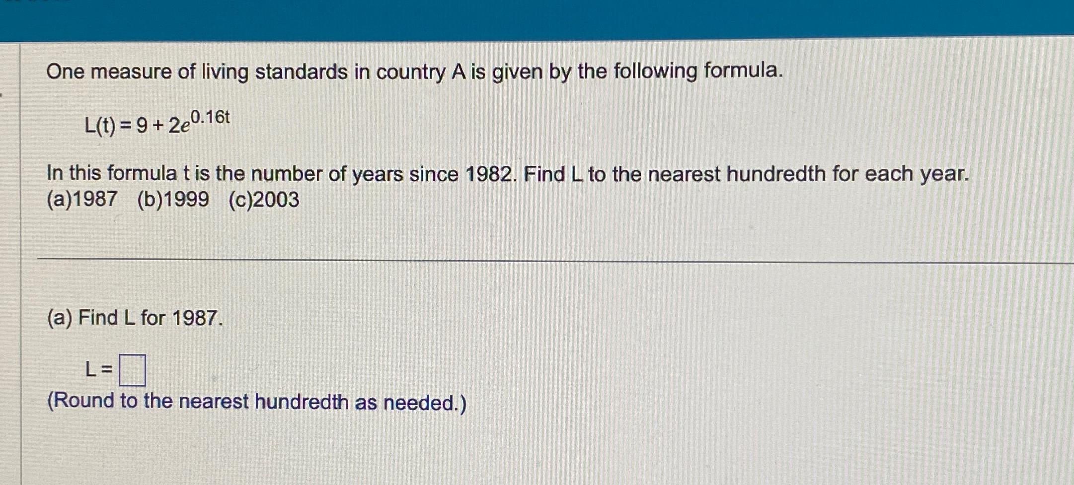 Solved One measure of living standards in country A ﻿is | Chegg.com