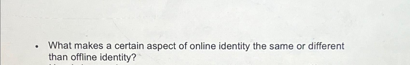 Solved What makes a certain aspect of online identity the | Chegg.com