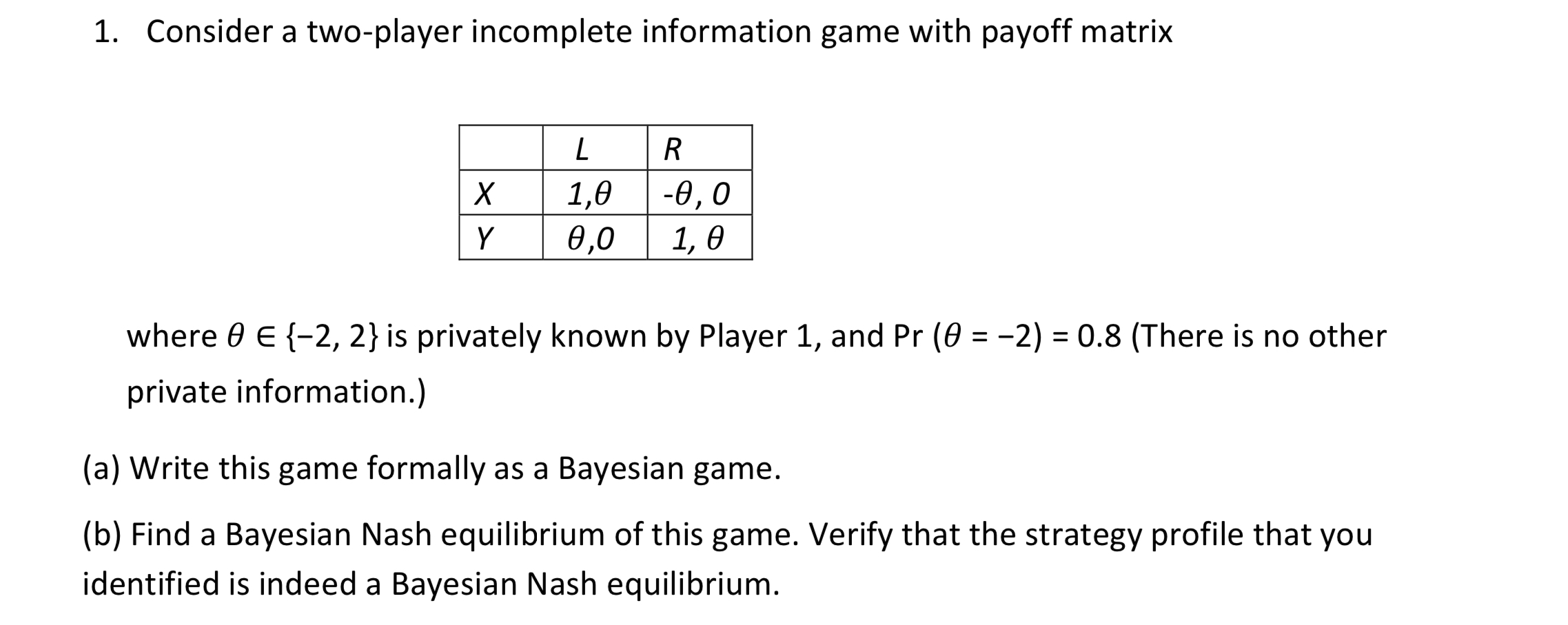 Solved Consider a two-player incomplete information game | Chegg.com