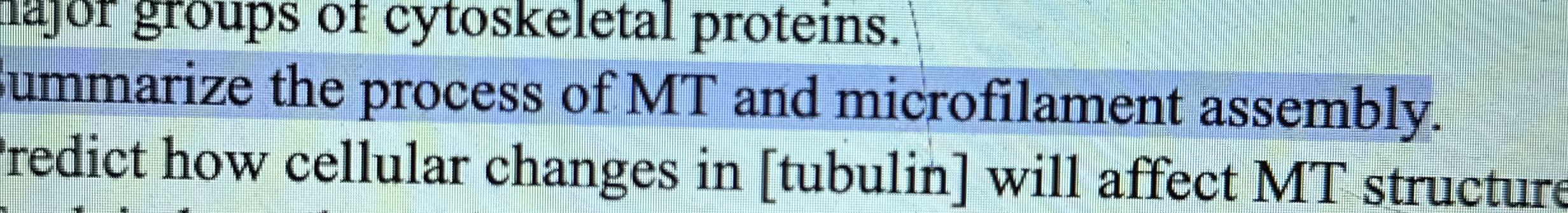 Solved Summarize the process of MT and microfilament | Chegg.com