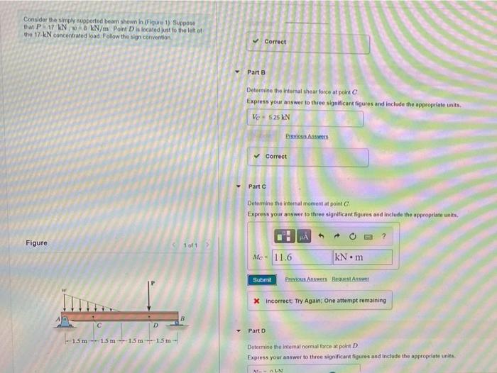 Solved Consider the simply supported beam shown in Figure 1) | Chegg.com