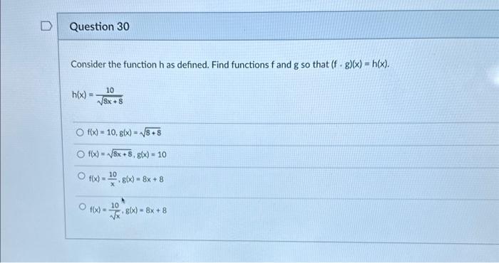 Solved Consider the function h as defined. Find functions f | Chegg.com