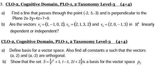 Solved 3. CLO-2, Cognitive Domain, PLO-1, 2 Taxonomy Level-3 | Chegg.com