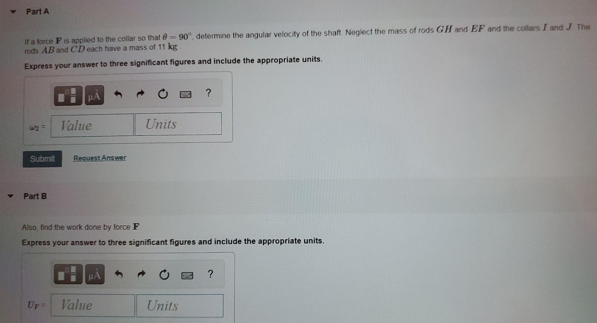 Solved The vertical shaft is rotating with an angular | Chegg.com
