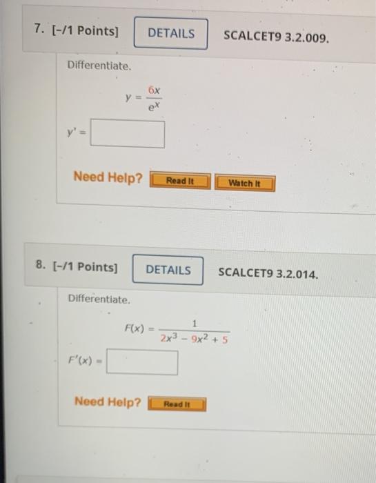Solved 7. [-11 Points] DETAILS SCALCET9 3.2.009. | Chegg.com