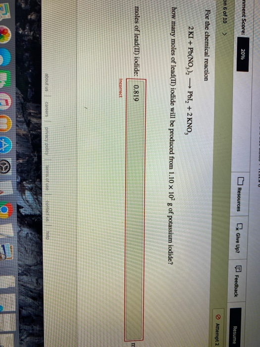 Solved HU nment Score: 20% Resources [ Give Up? Feedback | Chegg.com