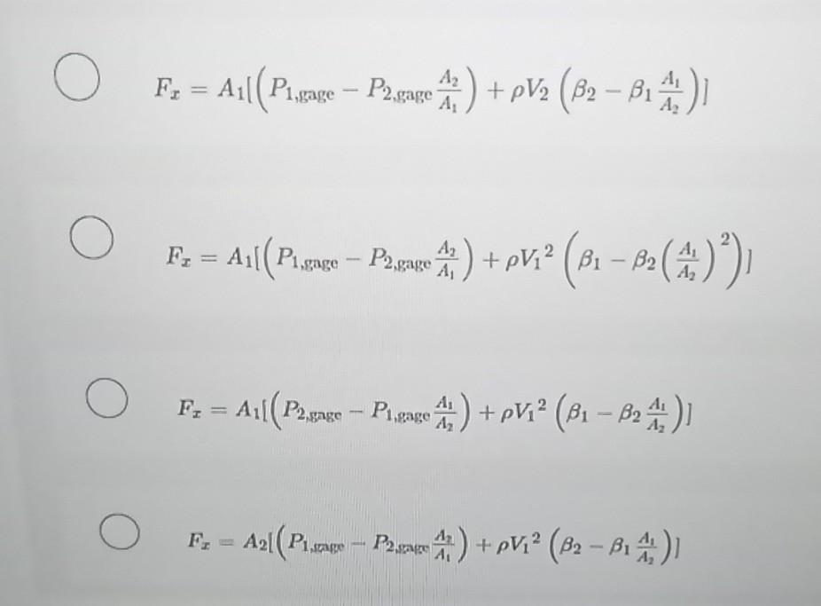 Solved ( ) Fx = 111( P1.page – P2.sare A:) +pV2 (B2 – BIA) : | Chegg.com