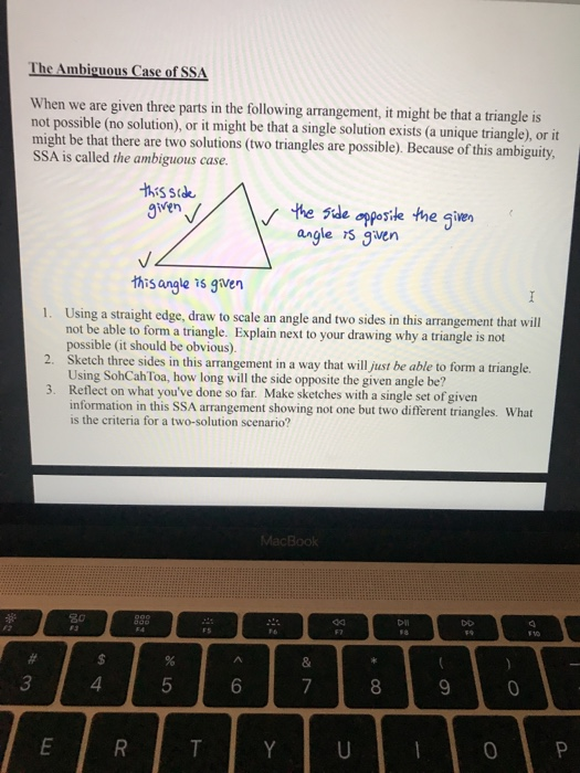 Solved The Ambiguous Case of SSA When we are given three | Chegg.com