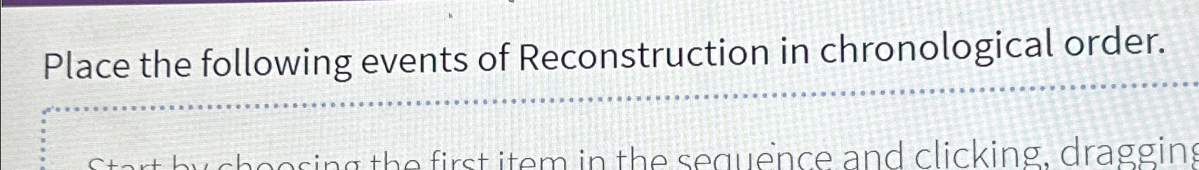 Solved Place the following events of Reconstruction in | Chegg.com