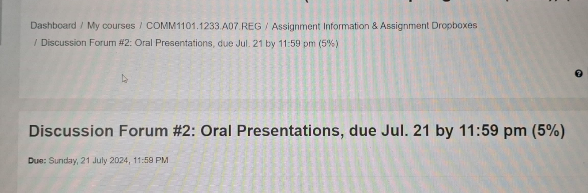 Solved Dashboard / ﻿My courses / ﻿COMM1101.1233.A07.REG / | Chegg.com