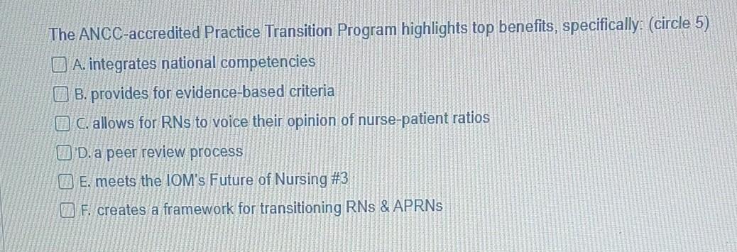 Solved The ANCC-accredited Practice Transition Program | Chegg.com