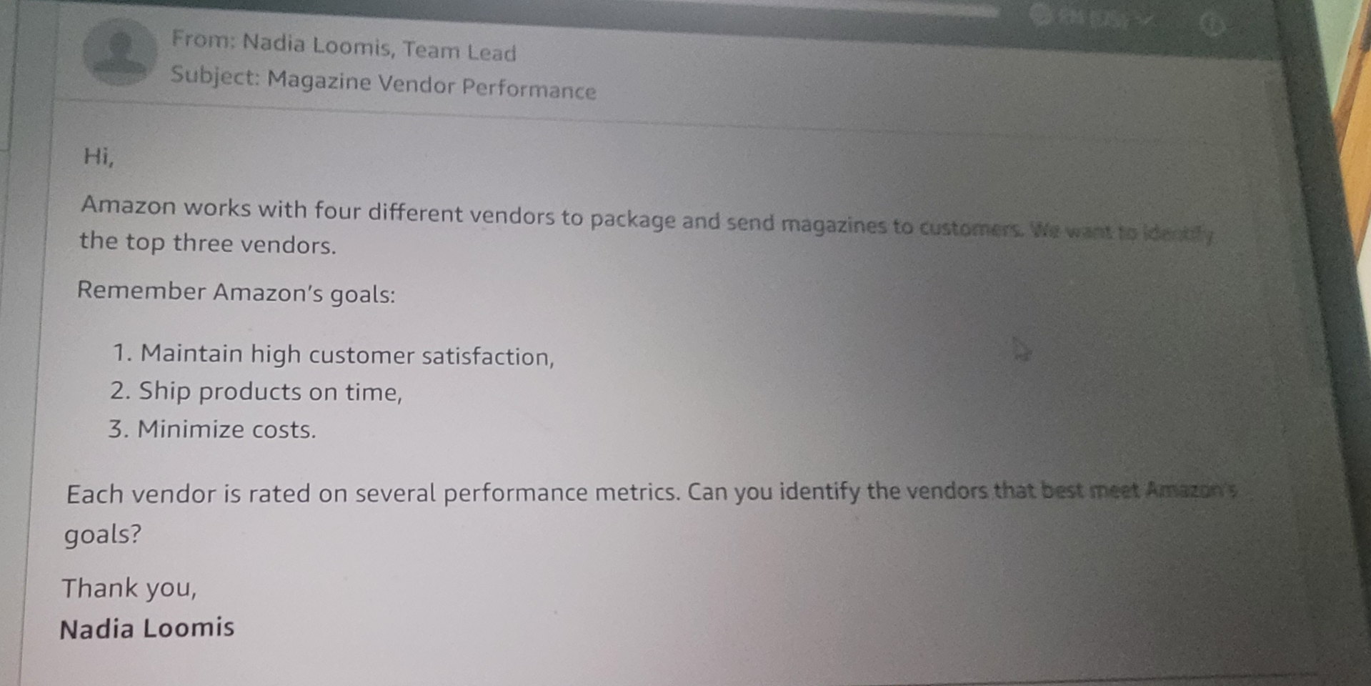 Solved From: Nadia Loomis, Team LeadSubject: Magazine Vendor | Chegg.com