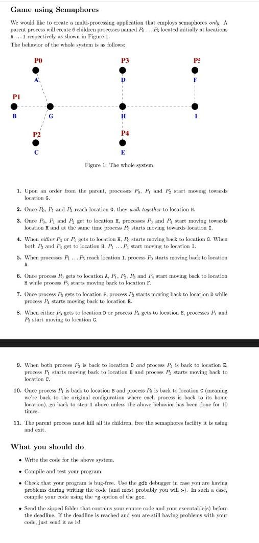 Game using Semaphores We would like to create a | Chegg.com