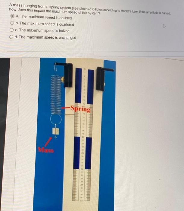Solved A mass hanging from a spring system (see photo) | Chegg.com