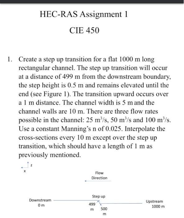 Solved HEC-RAS Assignment 1 CIE 450 Create a step up | Chegg.com