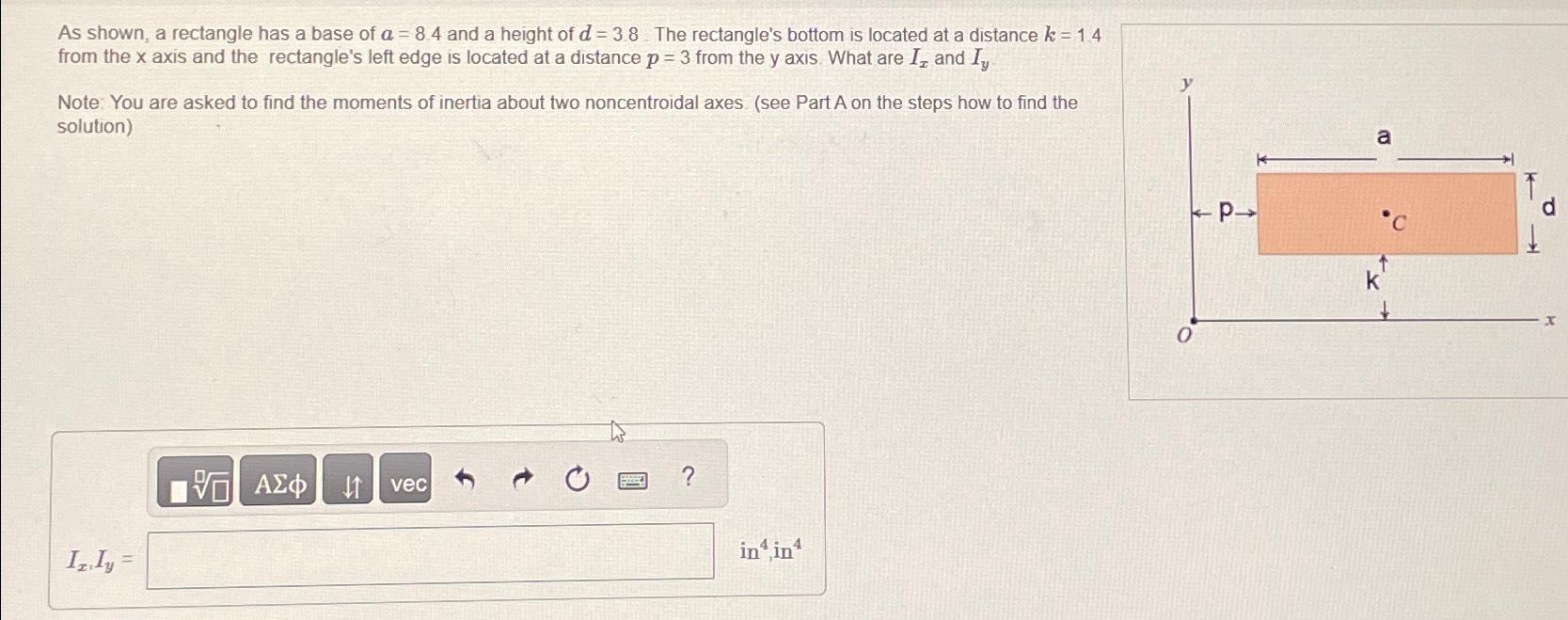 Solved As shown, a rectangle has a base of a=8.4 ﻿and a | Chegg.com